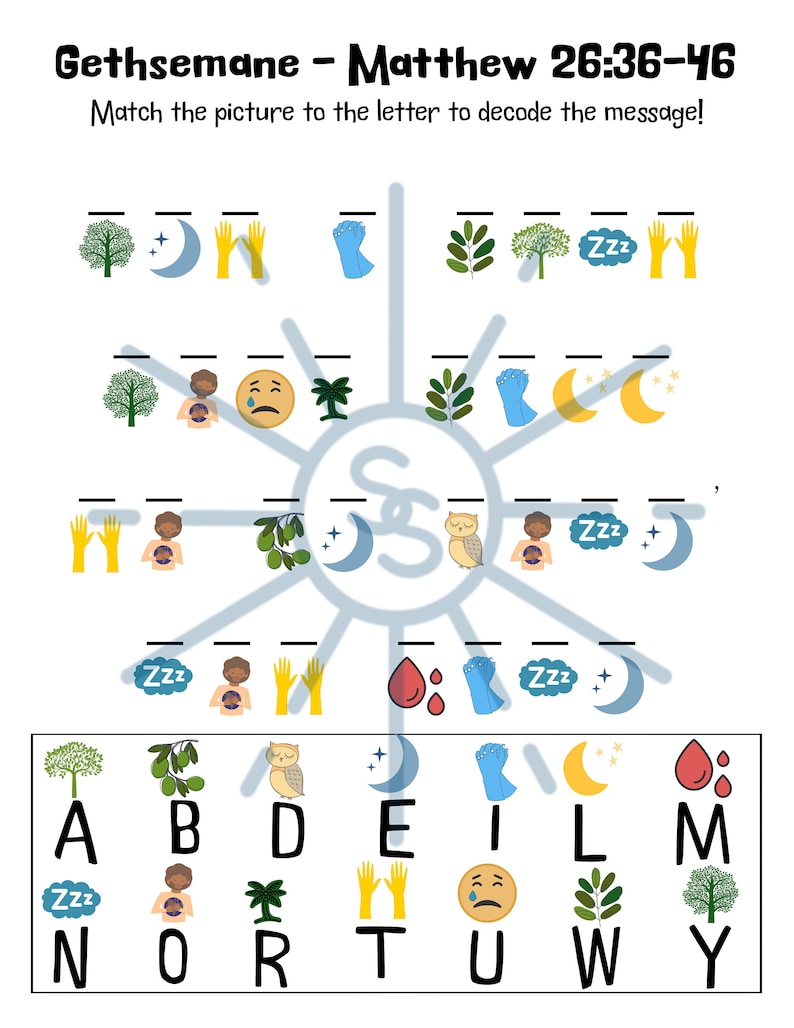 Gethsemane Decoder Activity Sheet - Etsy