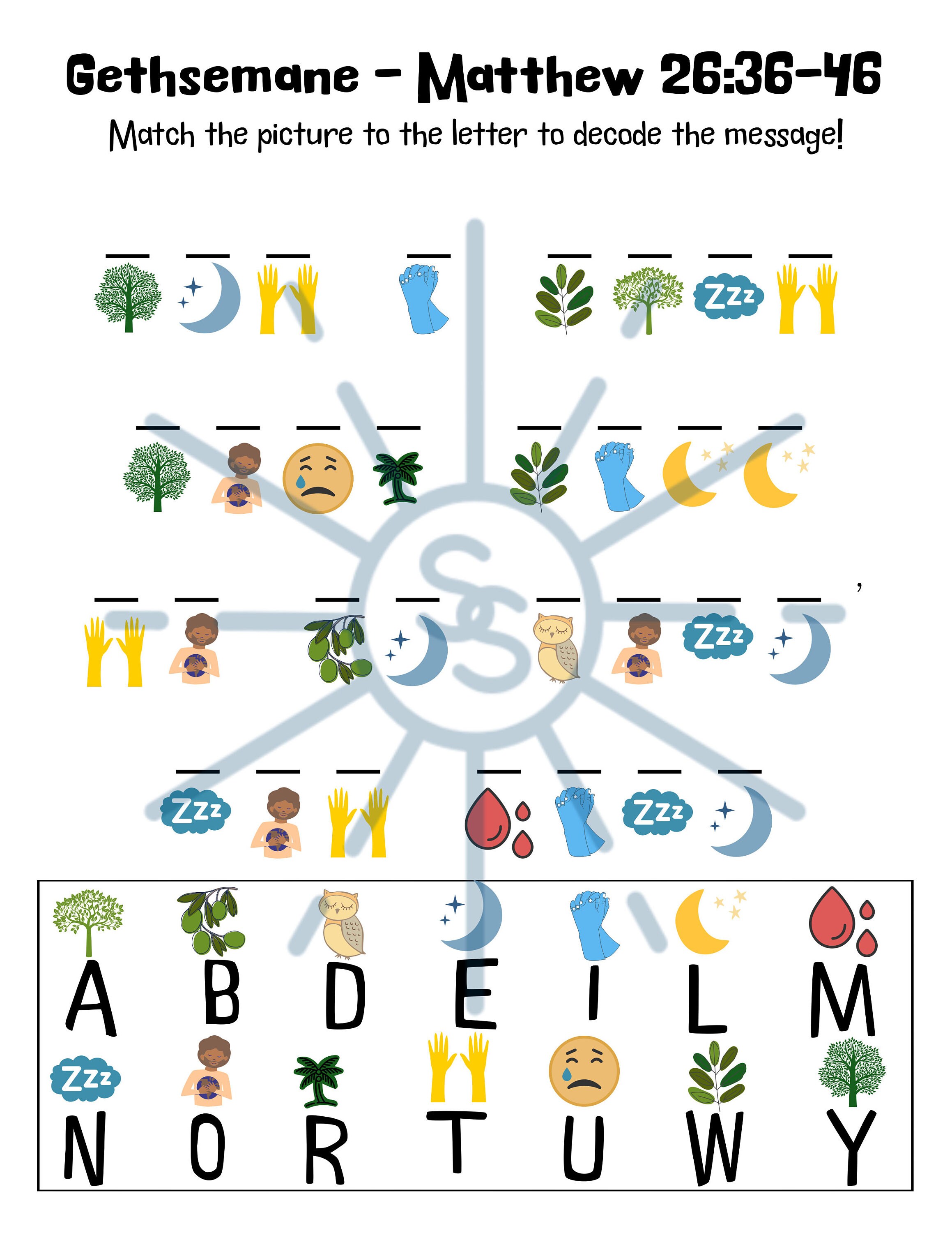 Gethsemane Decoder Activity Sheet - Etsy