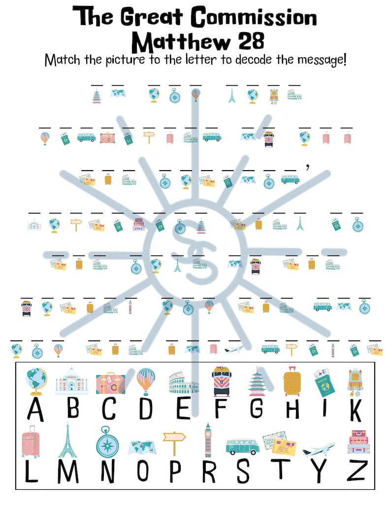 Matthew 28 Decoder Activity Sheet - Sunday School (PDF/JPG Download) - Etsy