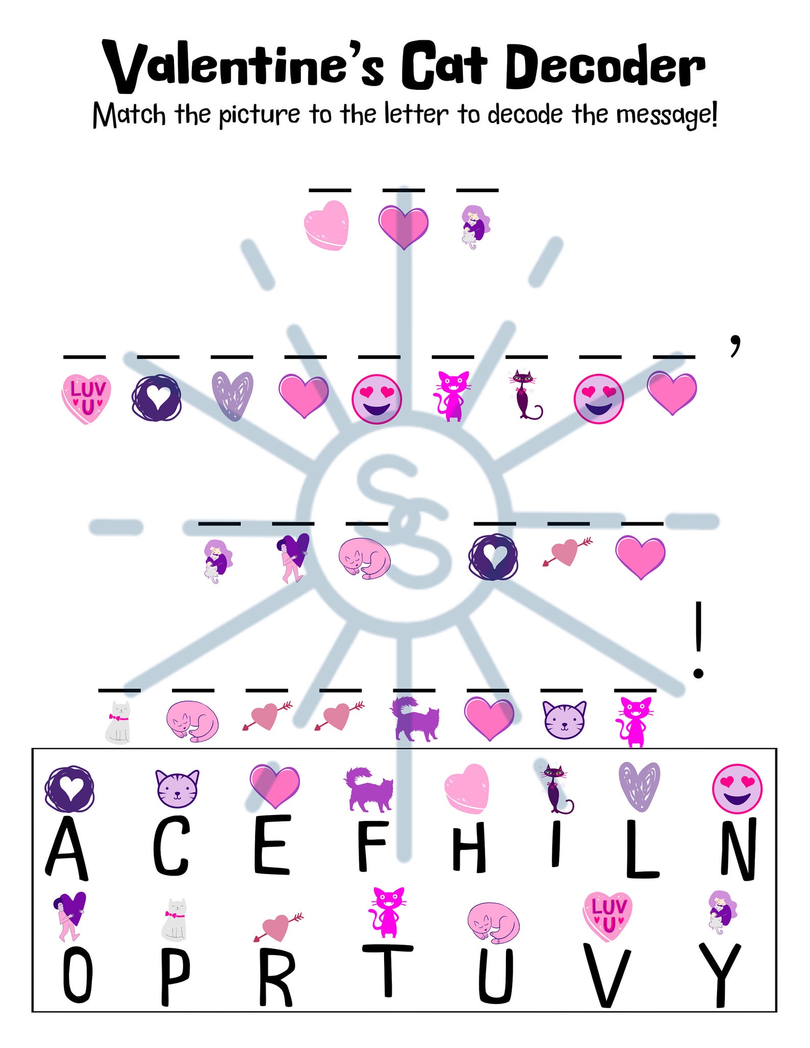 Valentine's Decoder Activity Sheet Bundle - Etsy