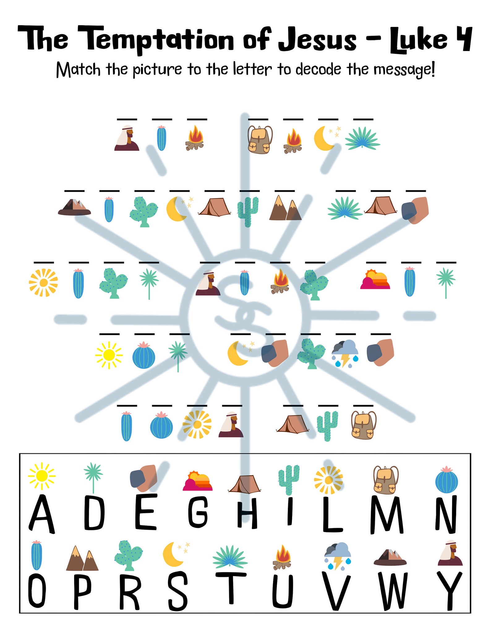 The Temptation of Jesus - Luke 4 Decoder Activity Sheet - Etsy