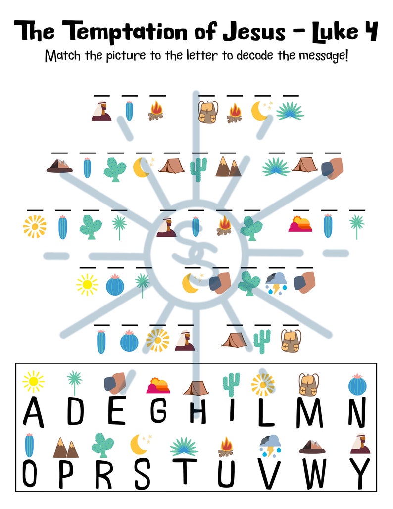 The Temptation of Jesus - Luke 4 Decoder Activity Sheet - Etsy