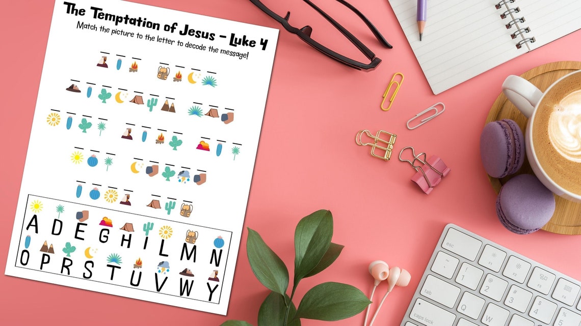 The Temptation of Jesus - Luke 4 Decoder Activity Sheet - Etsy