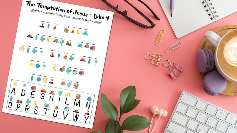 The Temptation of Jesus - Luke 4 Decoder Activity Sheet - Etsy