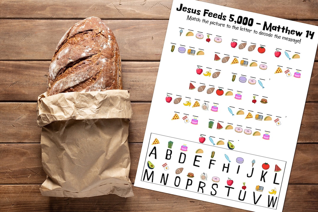 Jesus Feeds 5000 - Matthew 14 Decoder Activity Sheet - Etsy