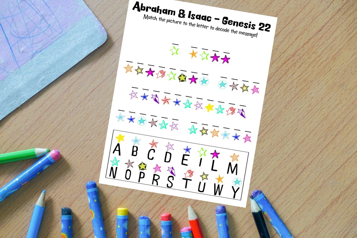 Abraham & Isaac Genesis 22 Decoder Activity Sheet - Etsy