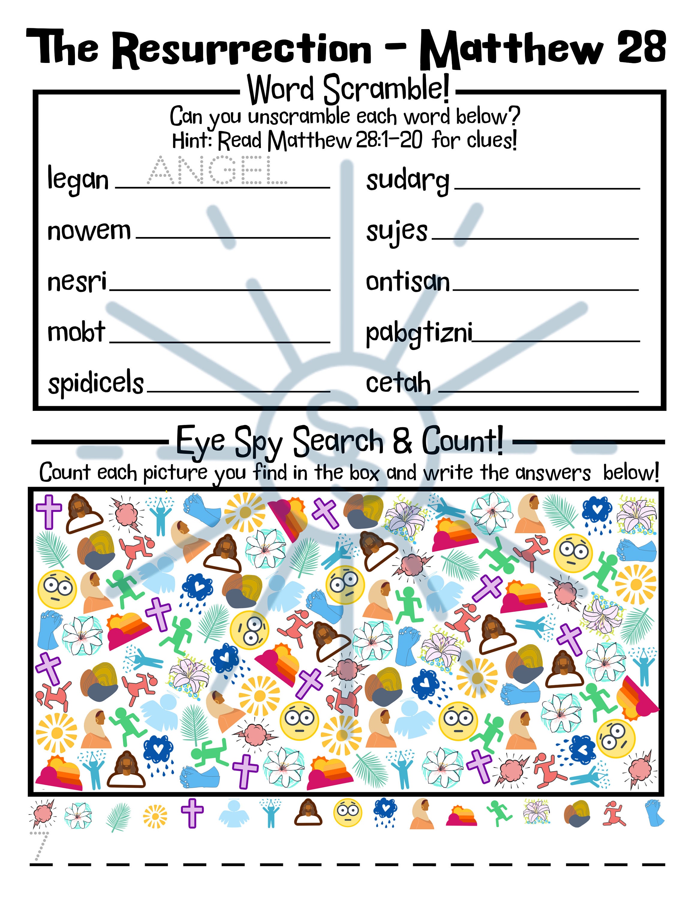 The Resurrection Word Scramble and Eye Spy - Etsy