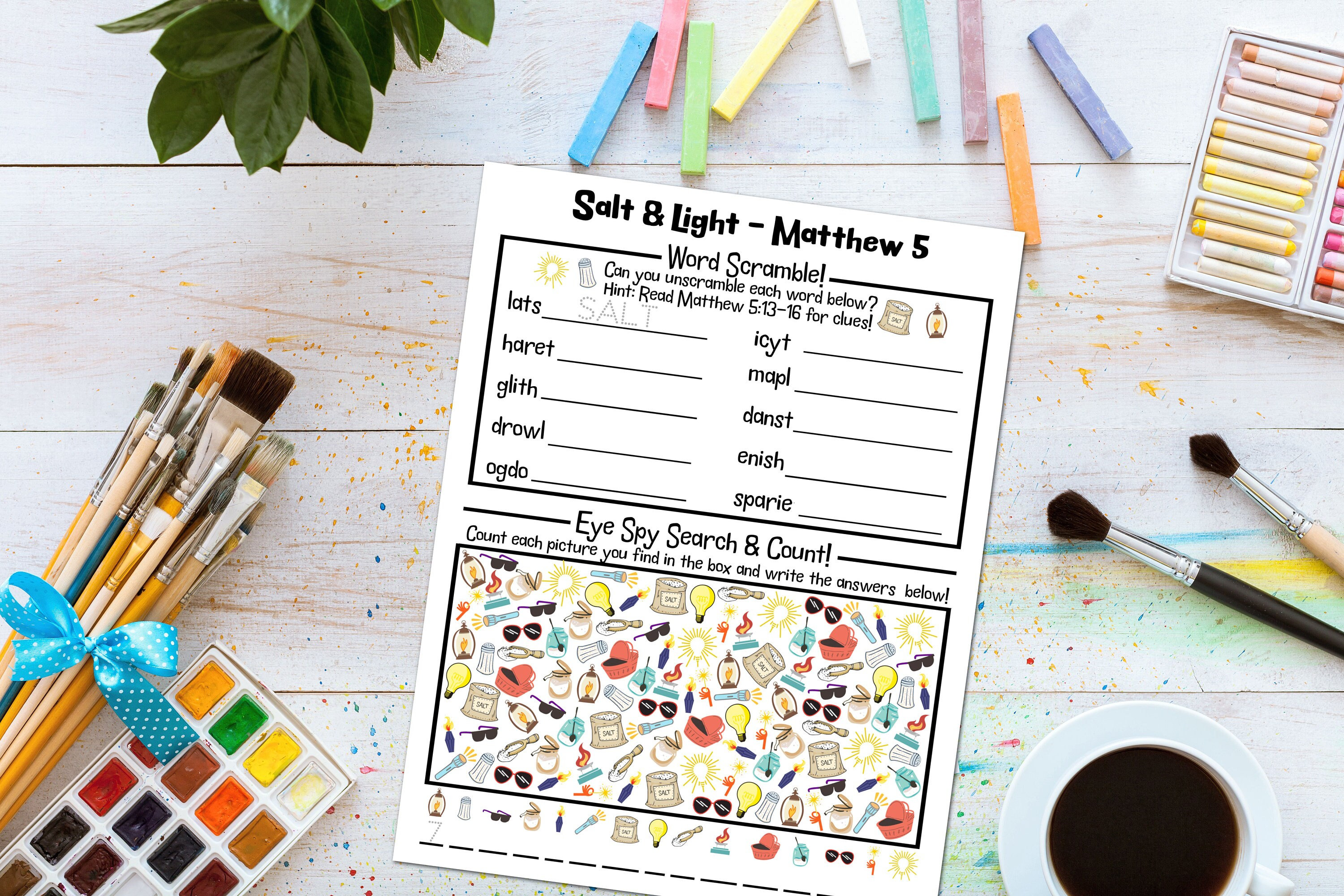 Salt and Light Word - Matthew 5 Scramble and Eye Spy - Etsy