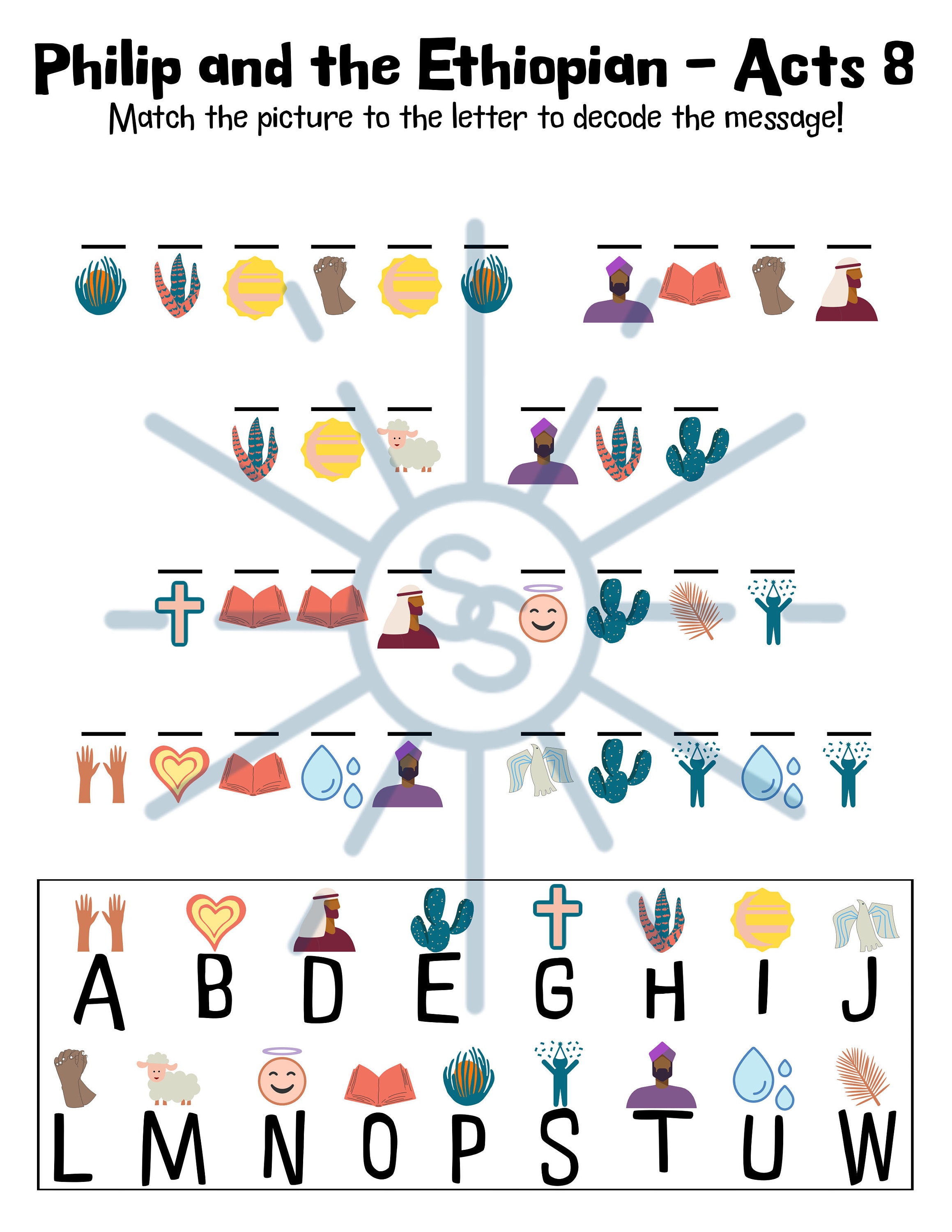 Philip and the Ethiopian Decoder Activity Sheet - Etsy