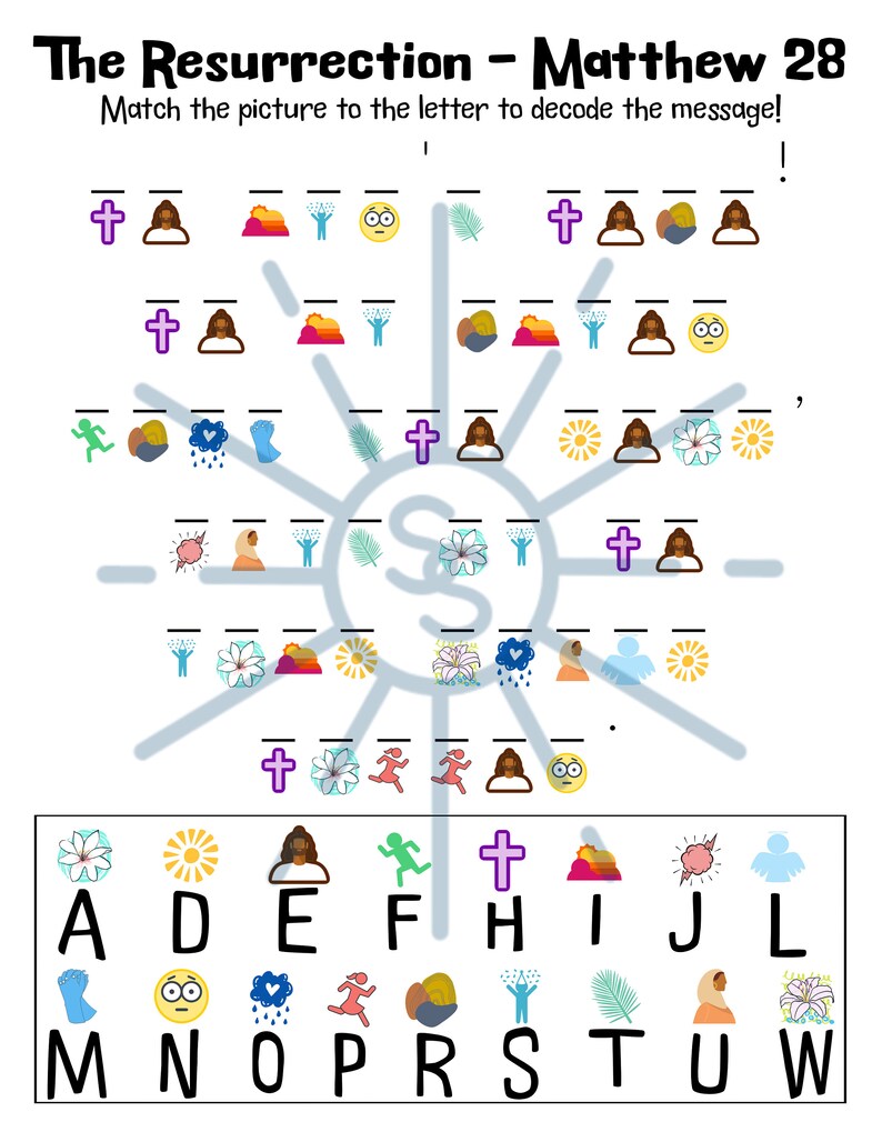 The Resurrection Decoder Activity Sheet - Etsy