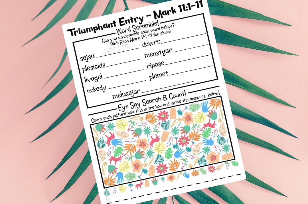 Triumphant Entry Word Scramble and Eye Spy - Etsy