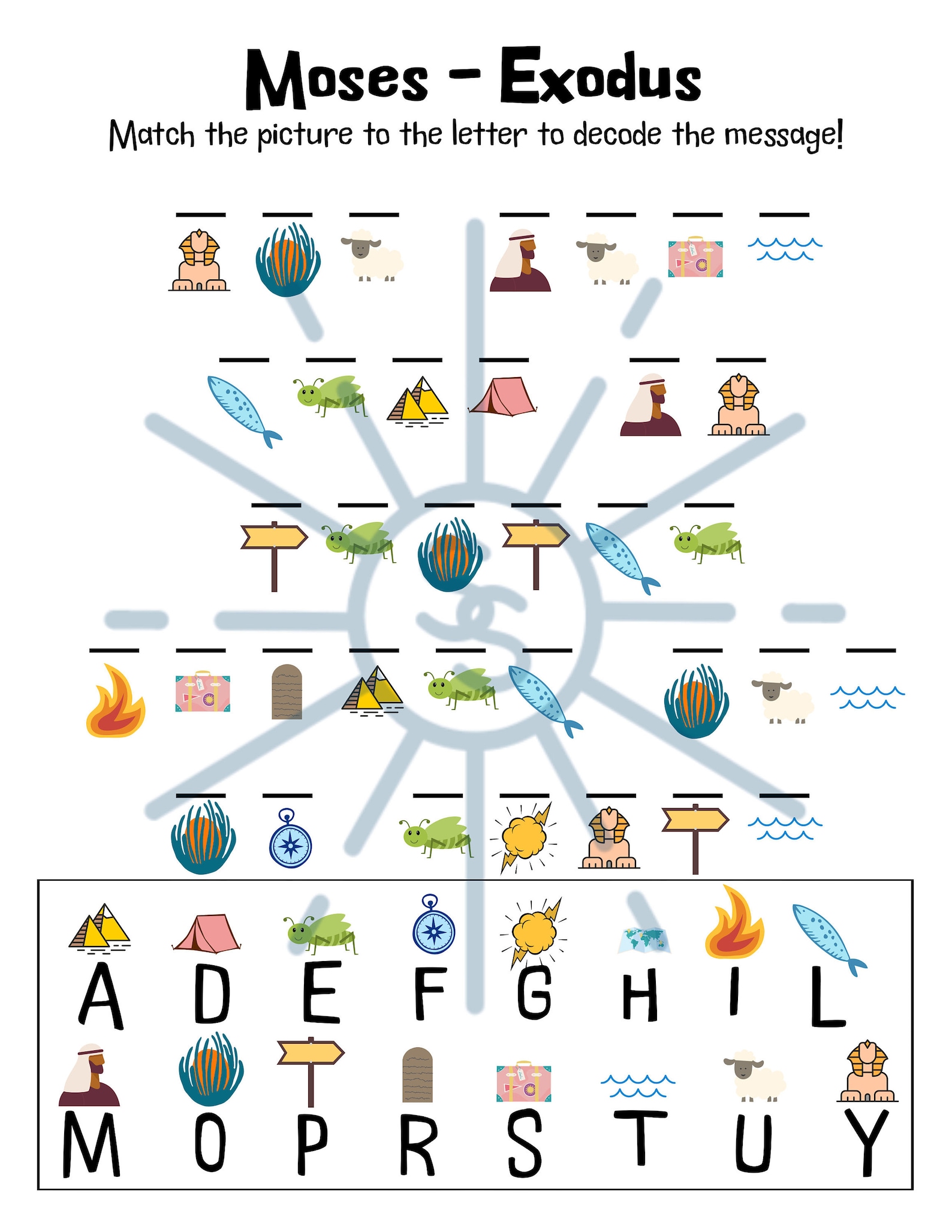 Moses Exodus Decoder Activity Sheet - Etsy