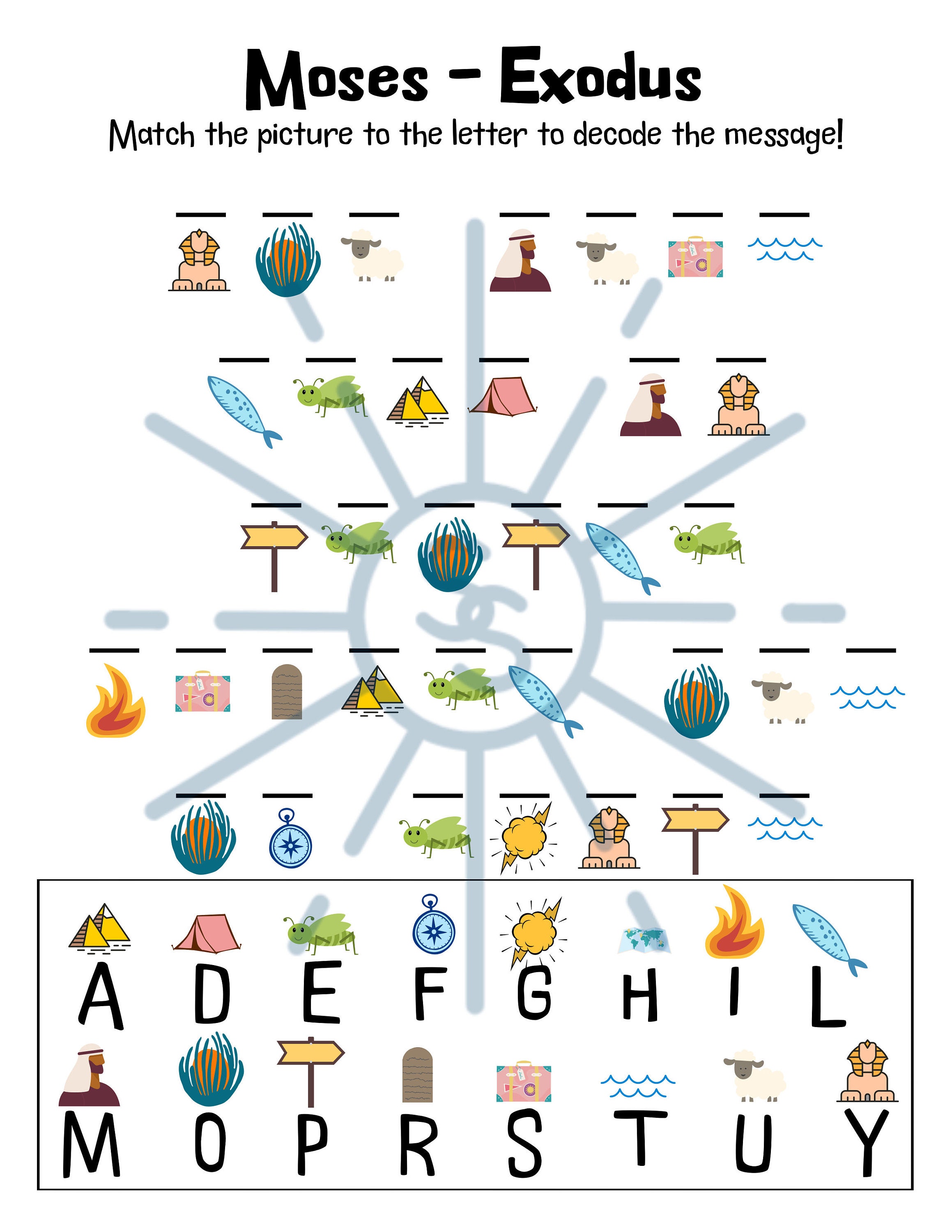 Moses Exodus Decoder Activity Sheet - Etsy