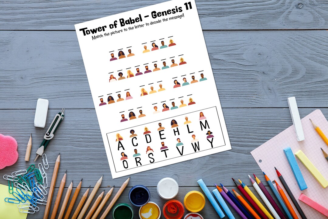 Tower of Babel Genesis 11 Decoder Activity Sheet - Etsy