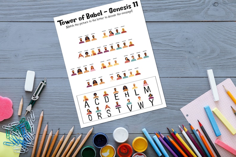 Tower of Babel Genesis 11 Decoder Activity Sheet - Etsy