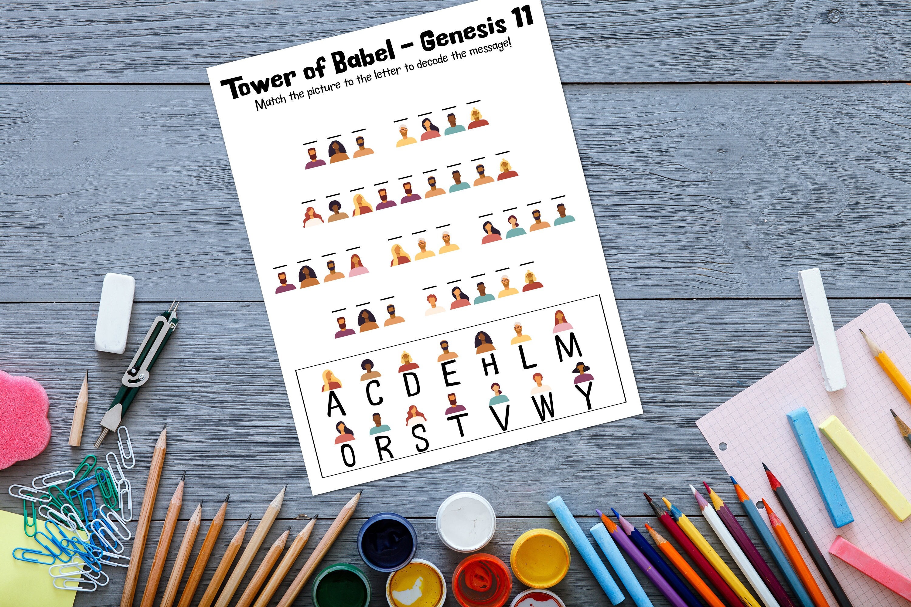 Tower of Babel Genesis 11 Decoder Activity Sheet - Etsy