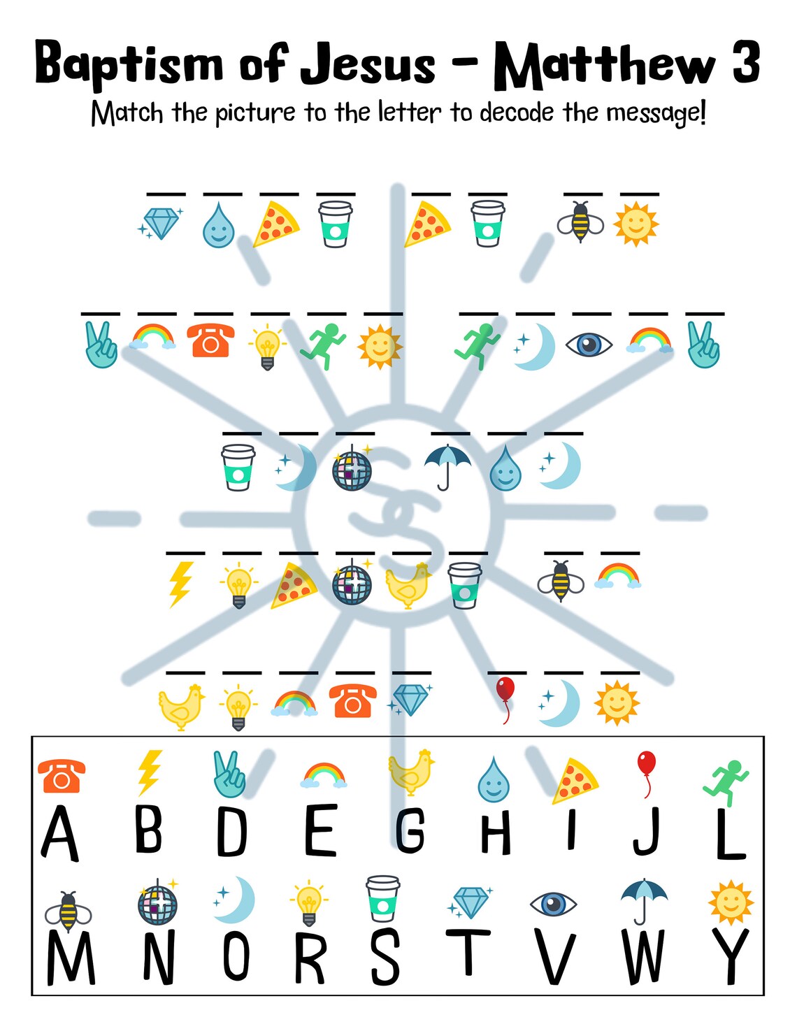 Baptism of Jesus - Matthew 3 Decoder Activity Sheet - Etsy