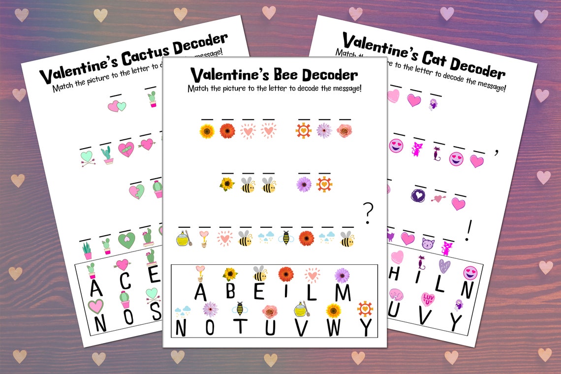Valentine's Decoder Activity Sheet Bundle - Etsy
