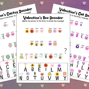Valentine's Decoder Activity Sheet Bundle - Etsy