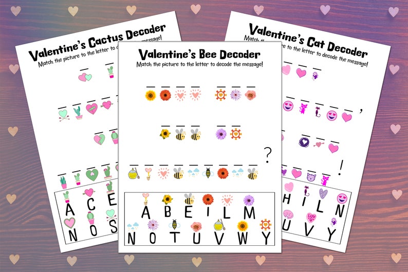 Valentine's Decoder Activity Sheet Bundle - Etsy