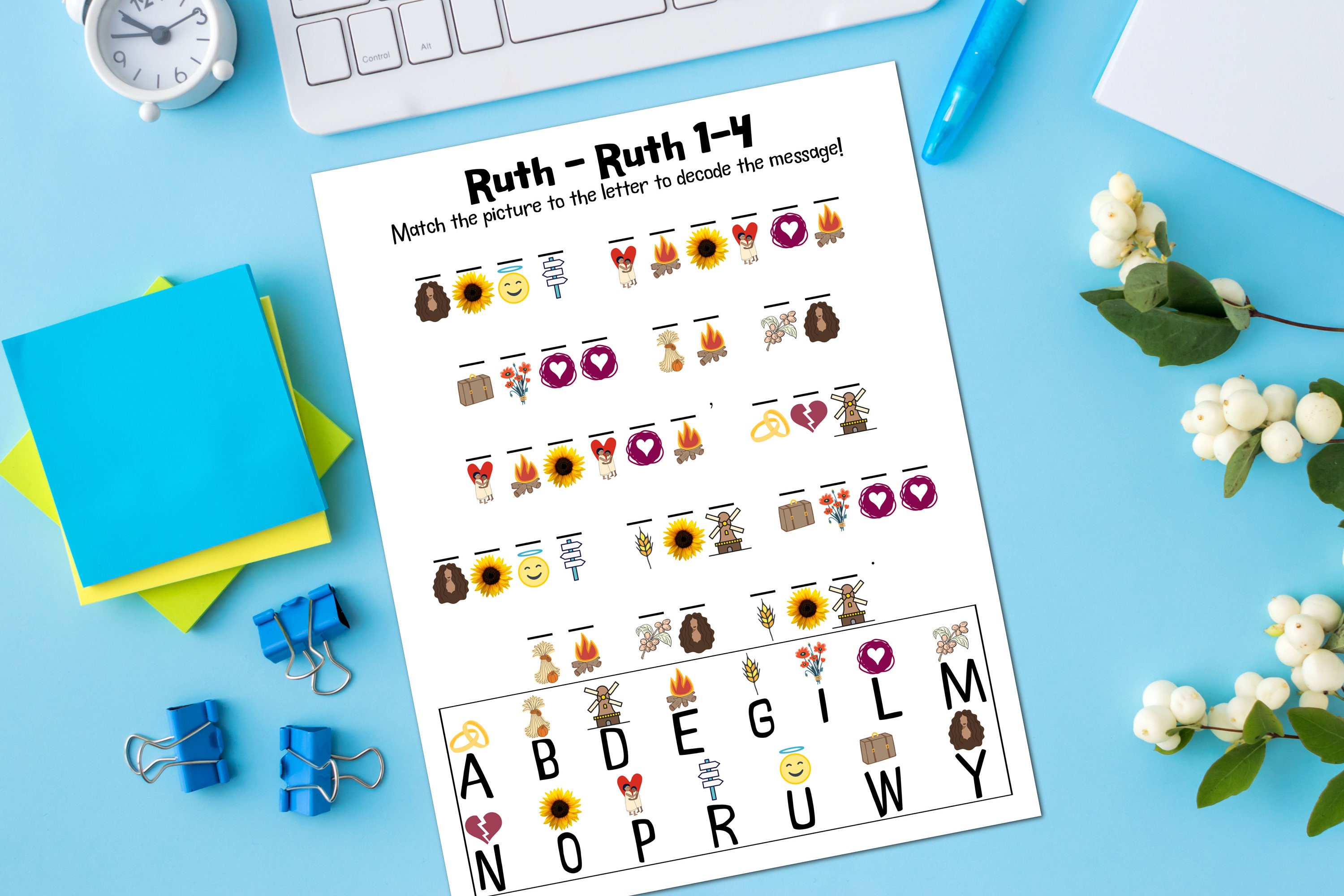 Ruth - Ruth 1-4 Secret Decoder Activity Sheet - Etsy