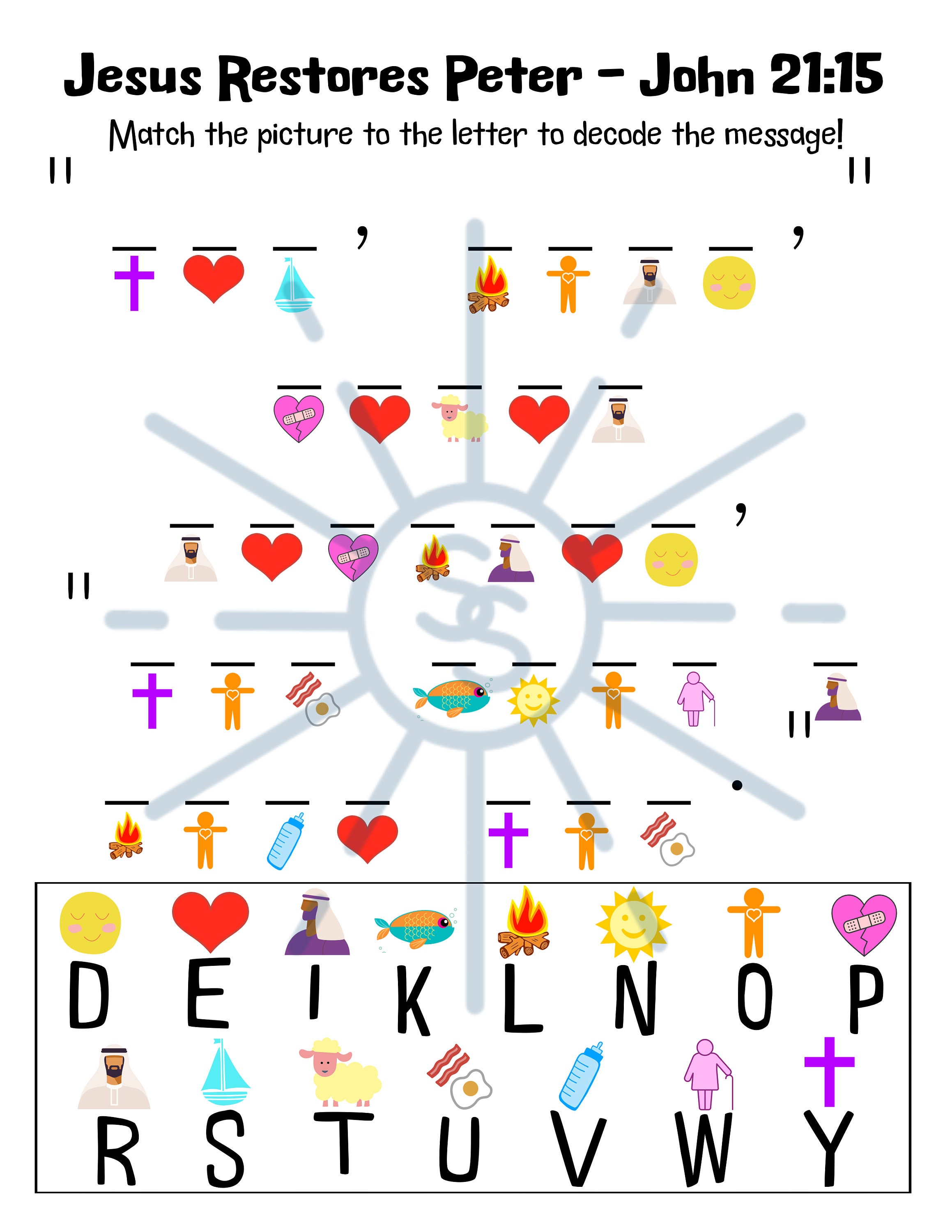 Jesus Restores Peter Decoder Activity Sheet - Etsy