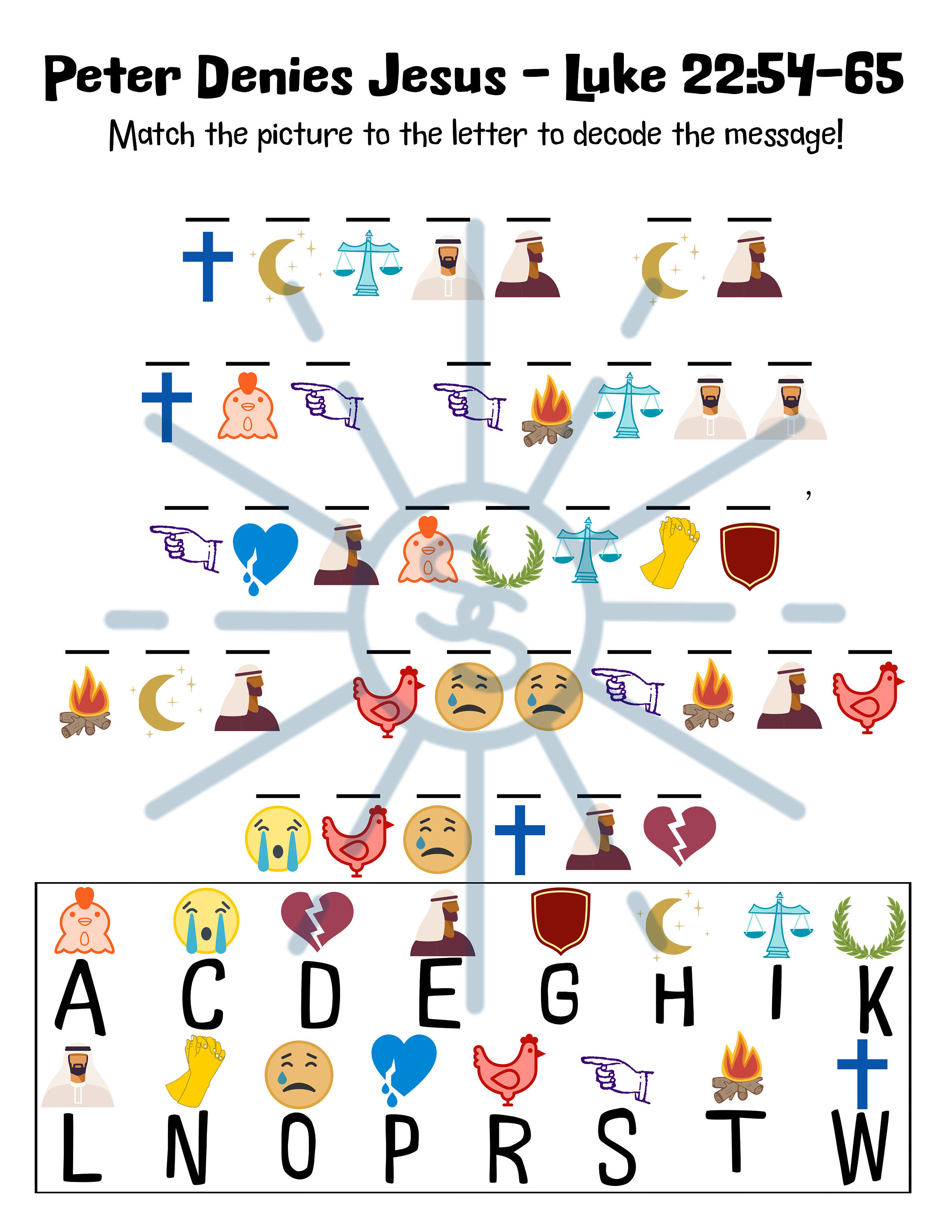 Peter Denies Jesus Decoder Activity Sheet - Etsy