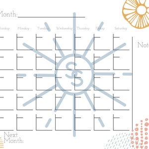 Printable Blank Circle Design Calendar - Etsy