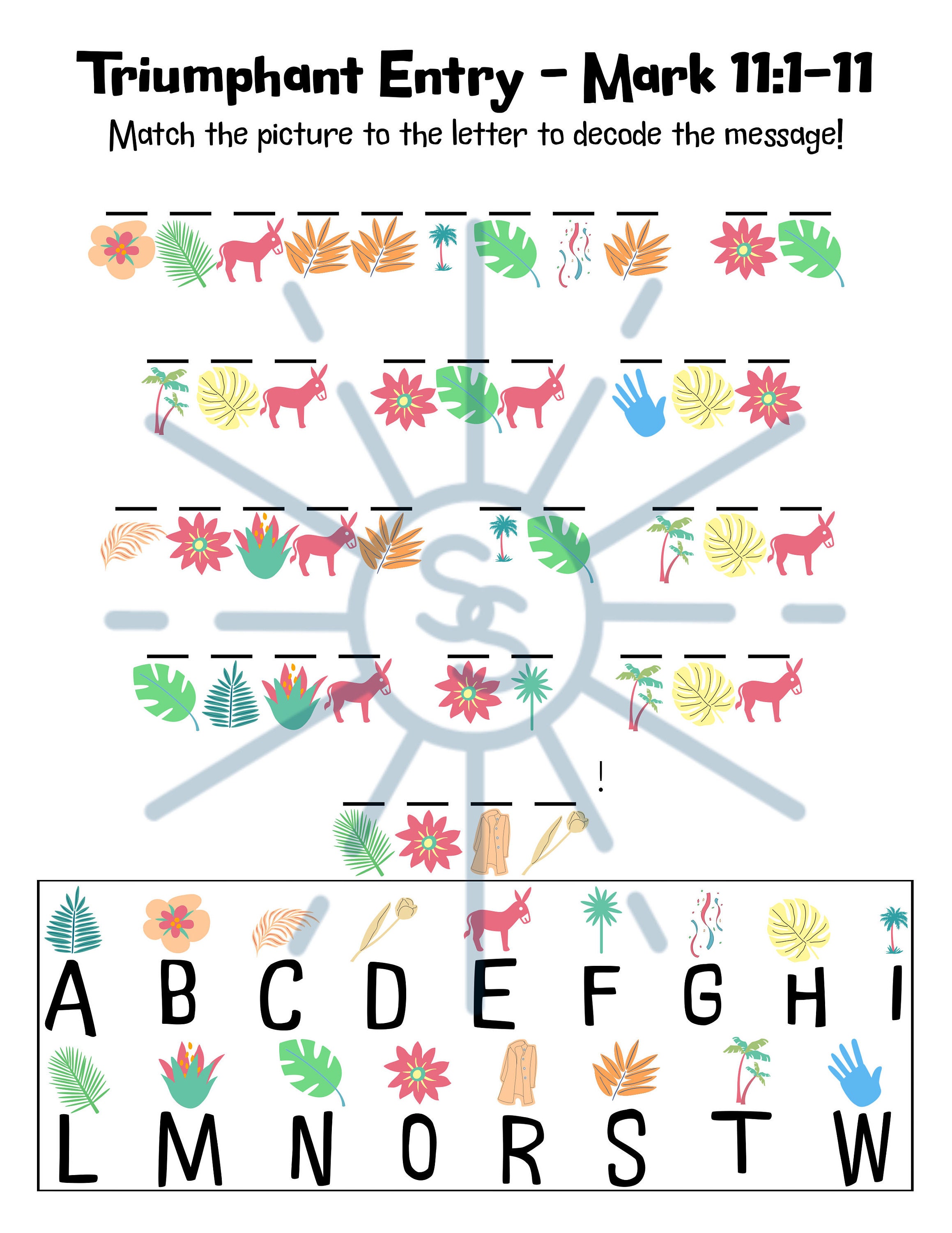 Triumphant Entry Decoder Activity Sheet - Etsy