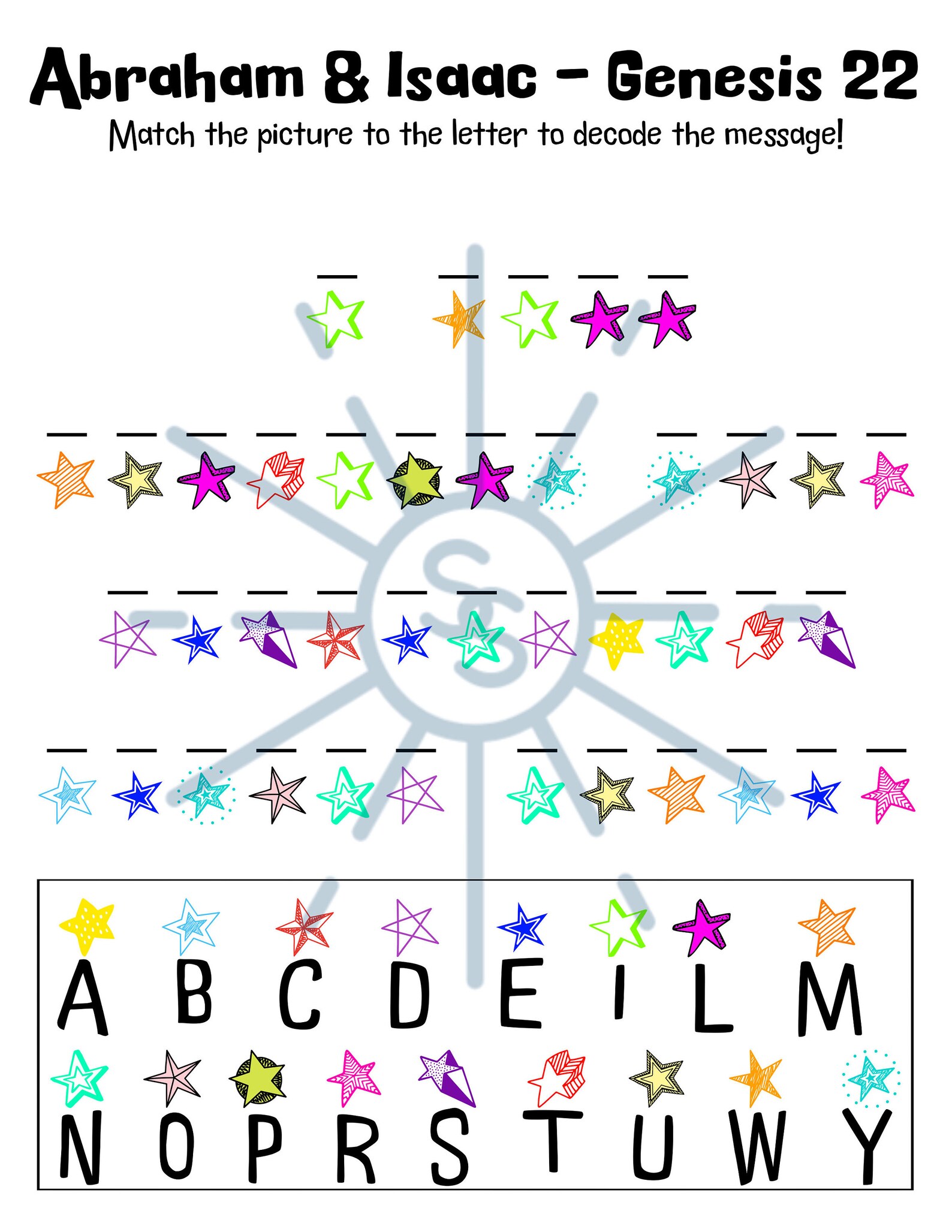 Abraham & Isaac Genesis 22 Decoder Activity Sheet - Etsy