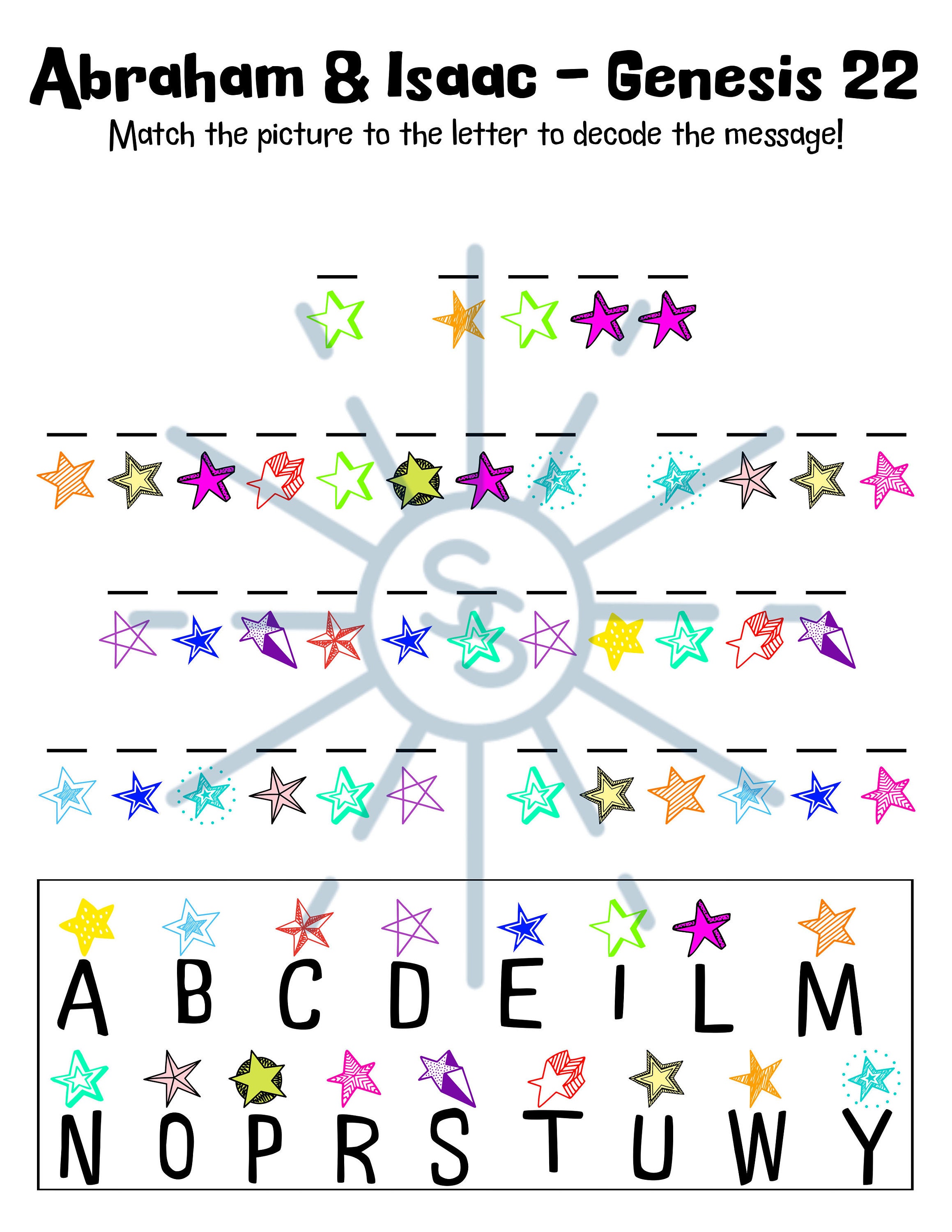 Abraham & Isaac Genesis 22 Decoder Activity Sheet - Etsy