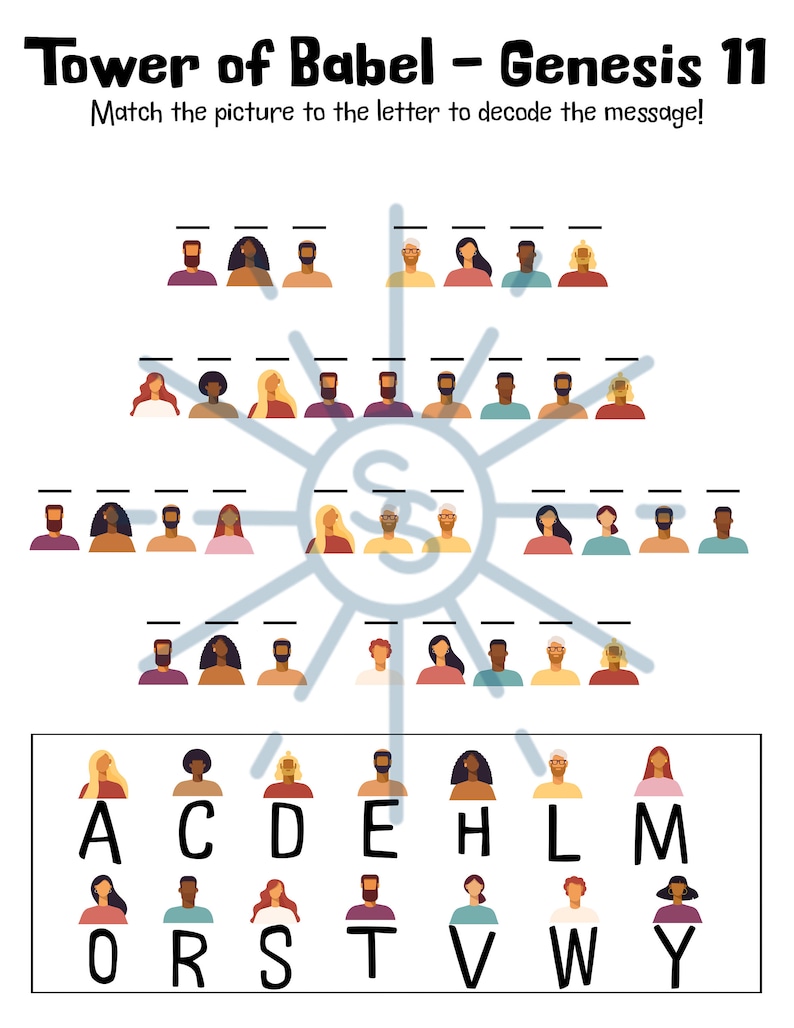 Tower of Babel Genesis 11 Decoder Activity Sheet - Etsy