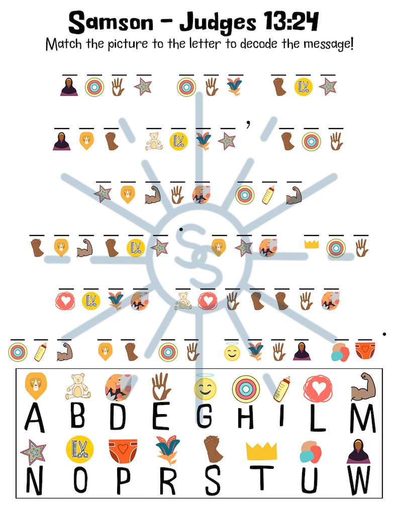 Samson - Judges 13:24 Decoder - Etsy