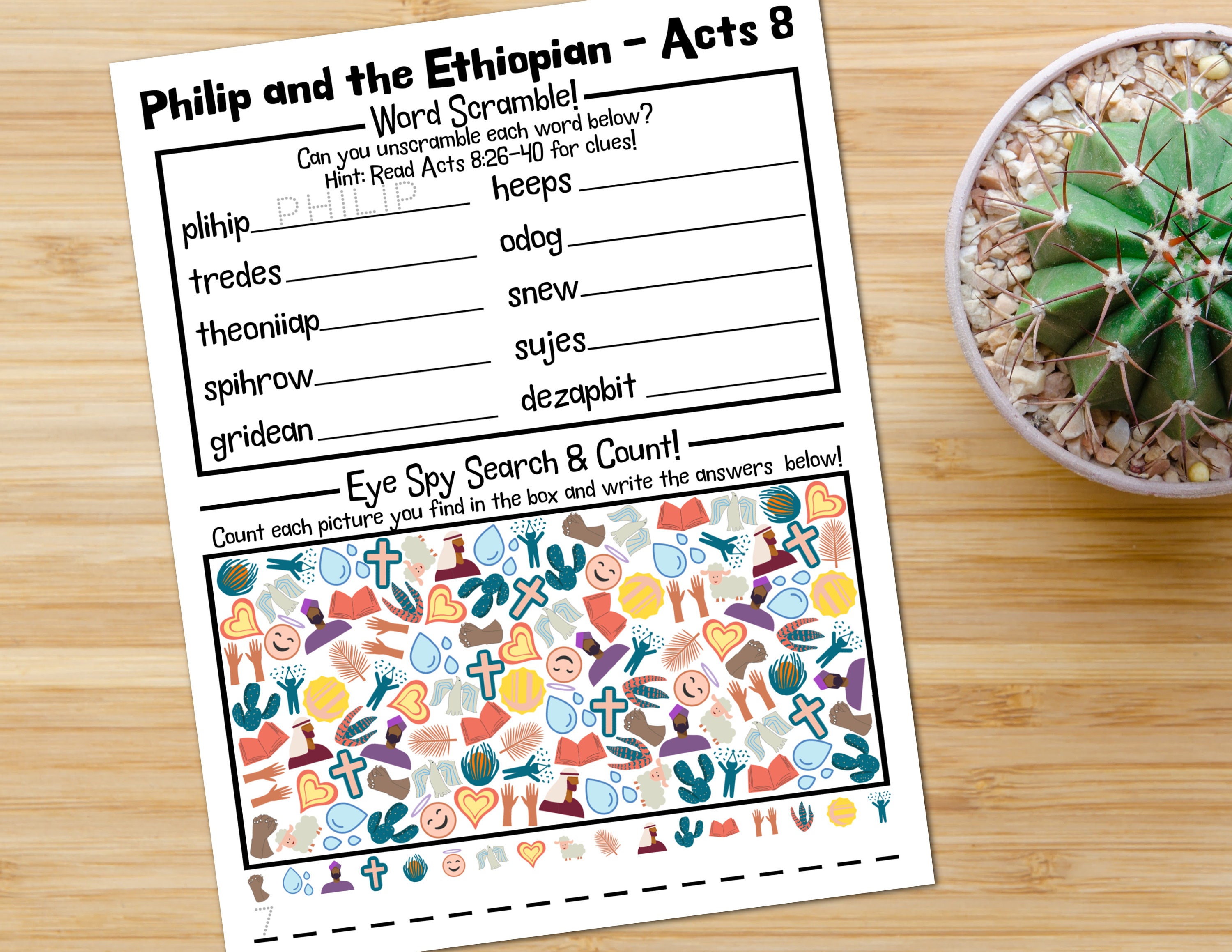 Philip and the Ethiopian Word Scramble and Eye Spy - Etsy