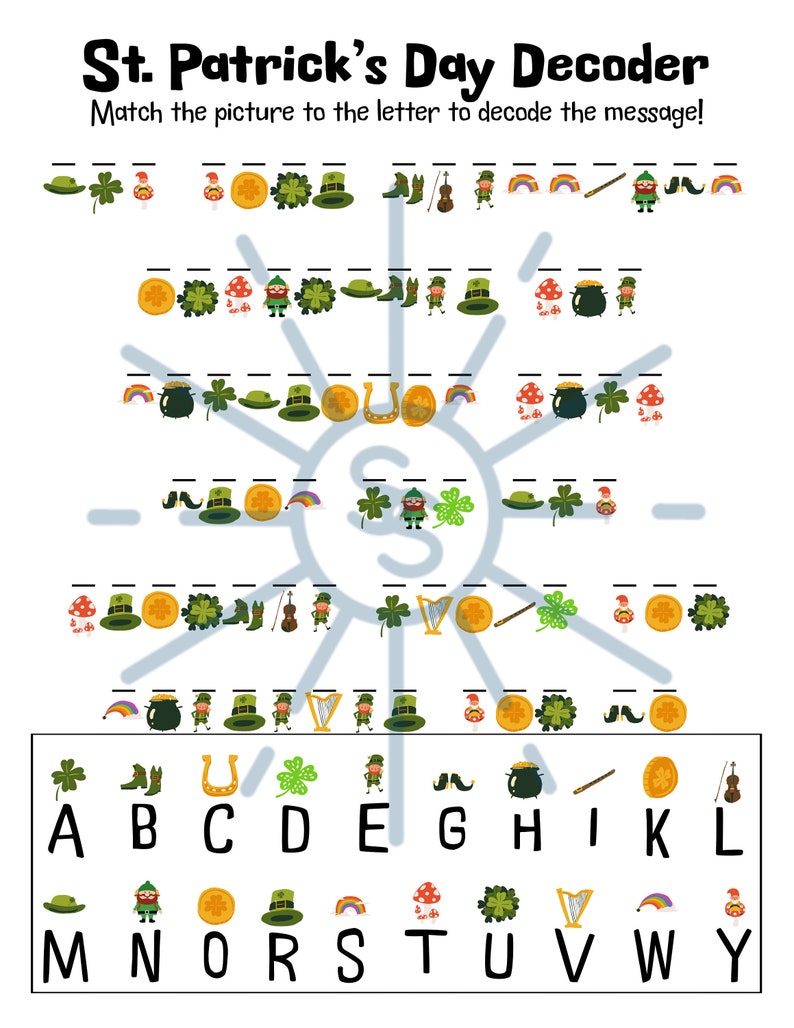 St. Patrick's Day Decoder Activity Sheet - Etsy