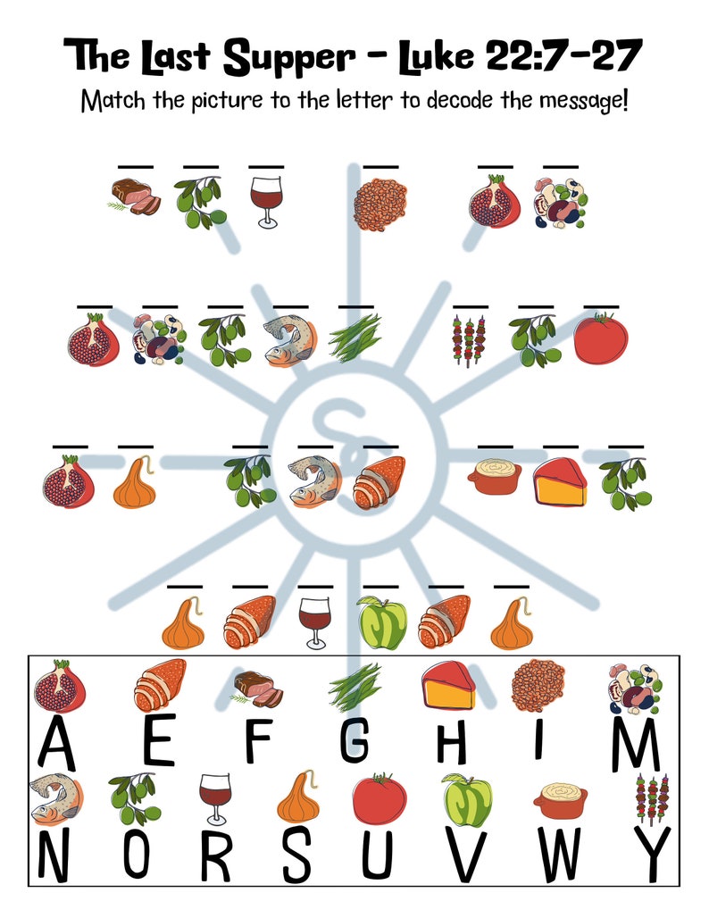 The Last Supper Decoder Activity Sheet - Etsy