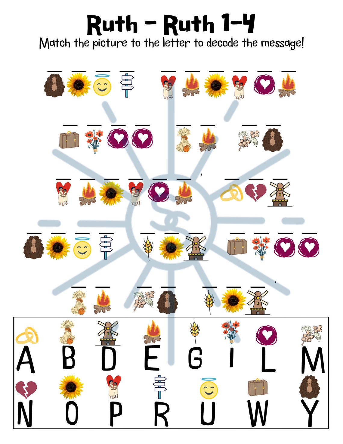 Ruth - Ruth 1-4 Secret Decoder Activity Sheet - Etsy
