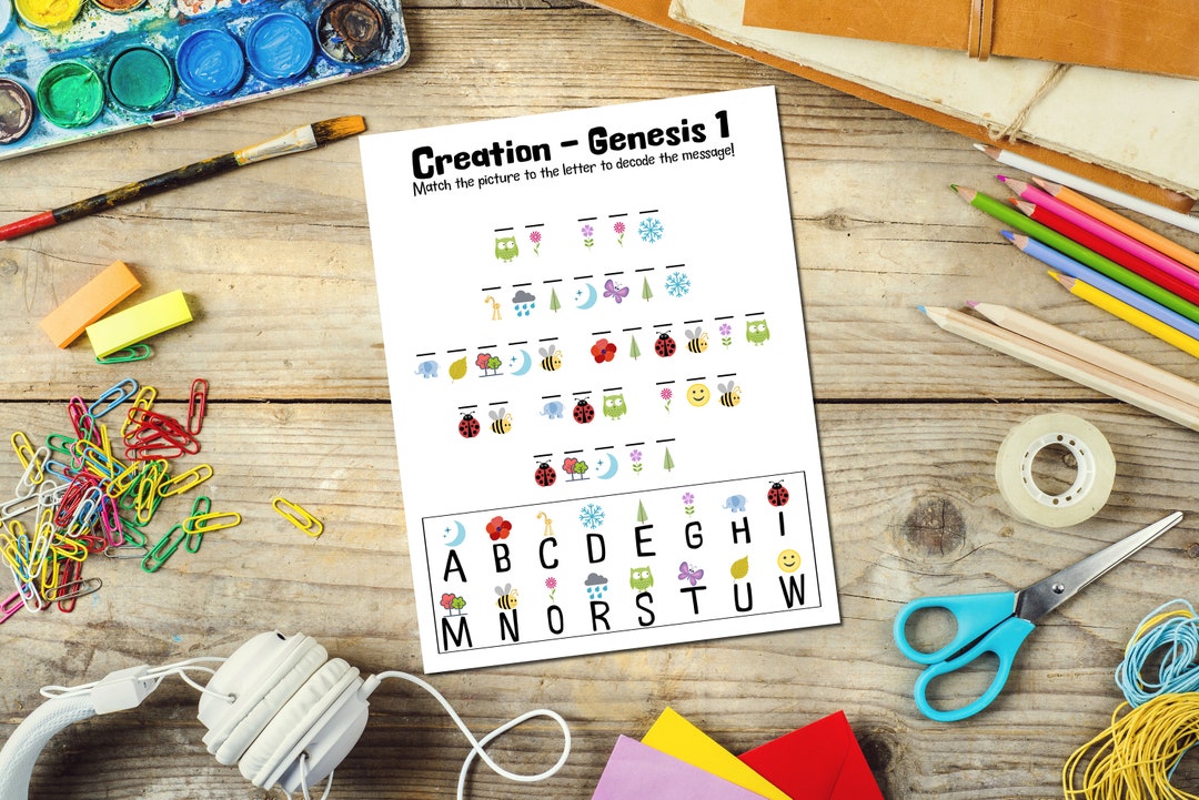 Creation Genesis 1 Decoder Activity Sheet - Etsy