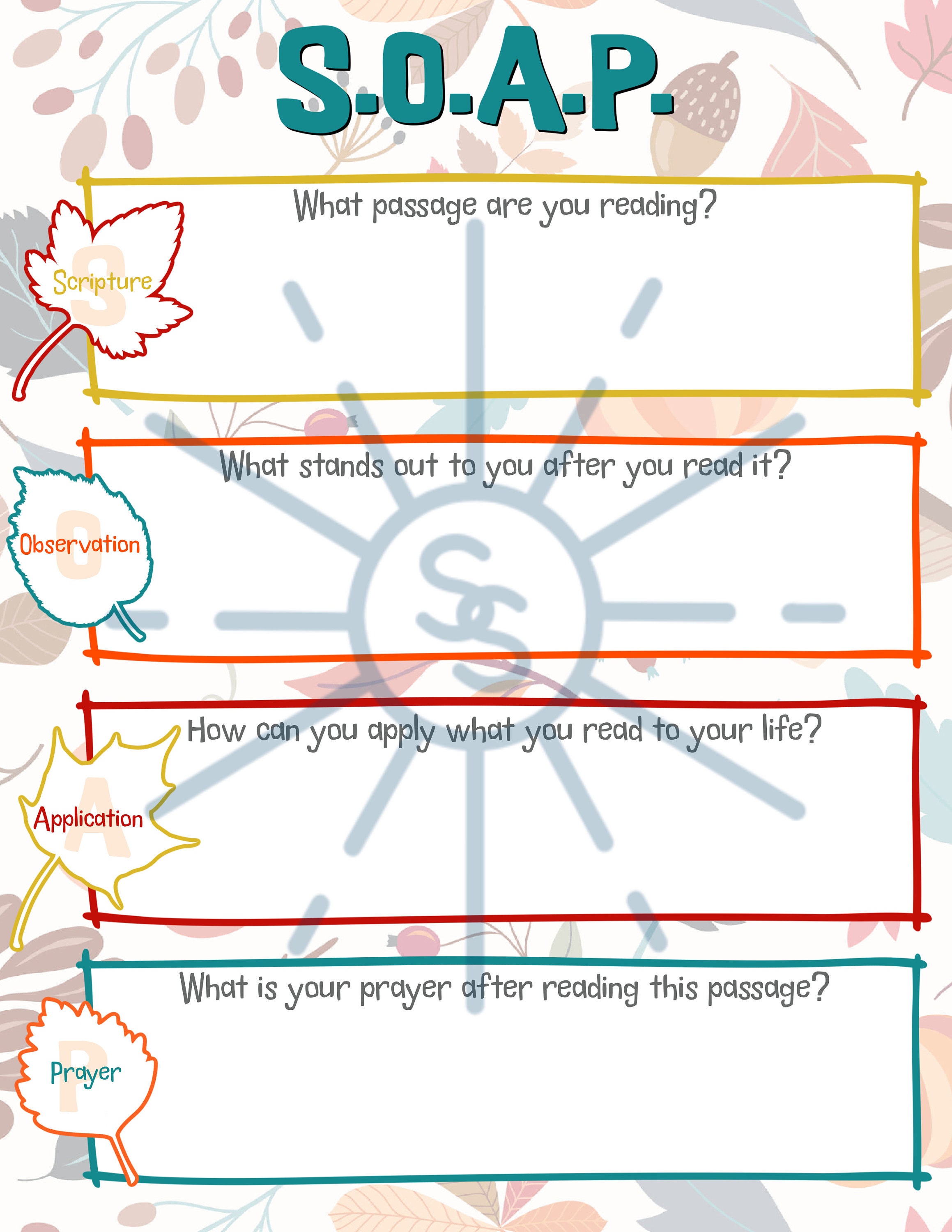 S.O.A.P. Page for Students - Etsy