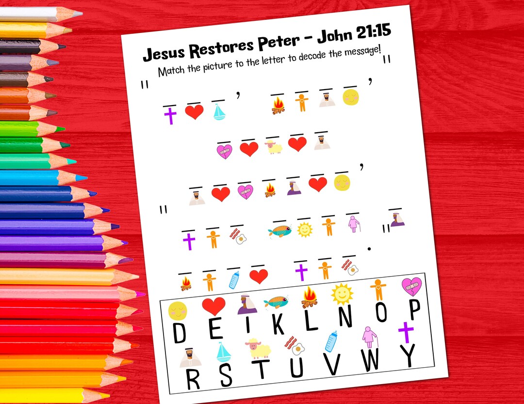 Jesus Restores Peter Decoder Activity Sheet - Etsy