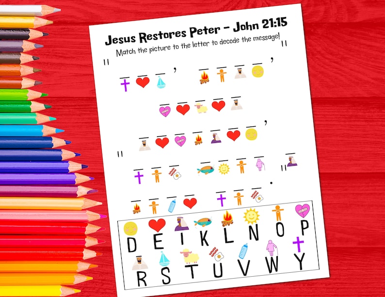 Jesus Restores Peter Decoder Activity Sheet - Etsy