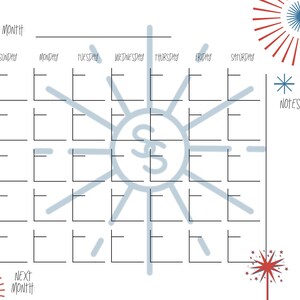 Printable Blank Patriotic Calendar - Etsy