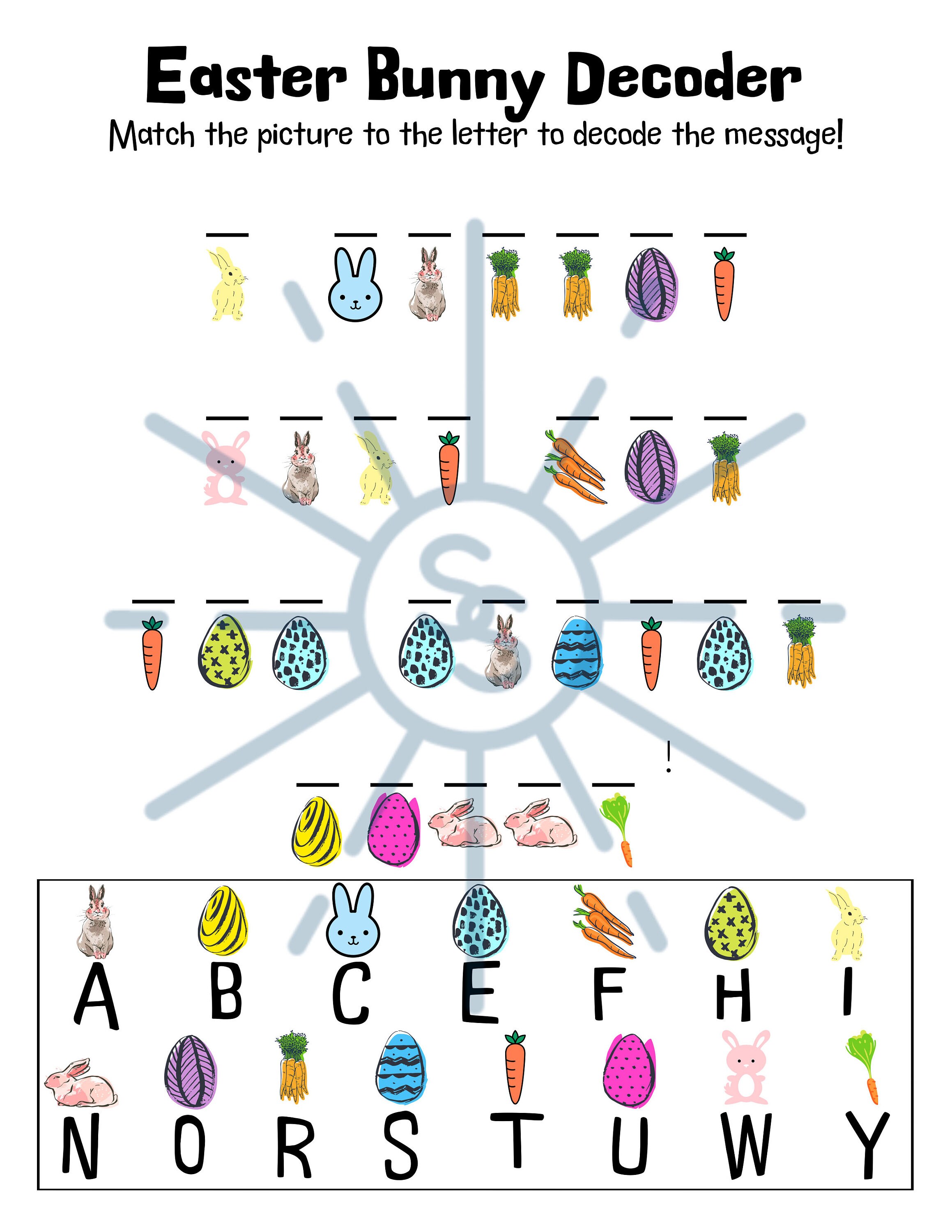 Easter Bunny Decoder Activity Sheet - Etsy