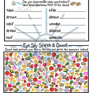 Jesus Feeds the 5000 Word Scramble and Eye Spy - Etsy