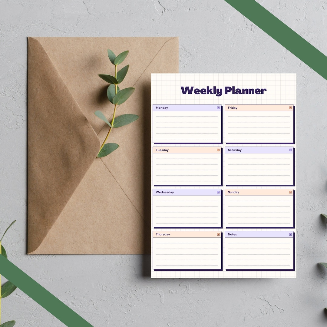 Weekly Planner Printable Landscape, Minimalist Weekly Schedule, Week at ...