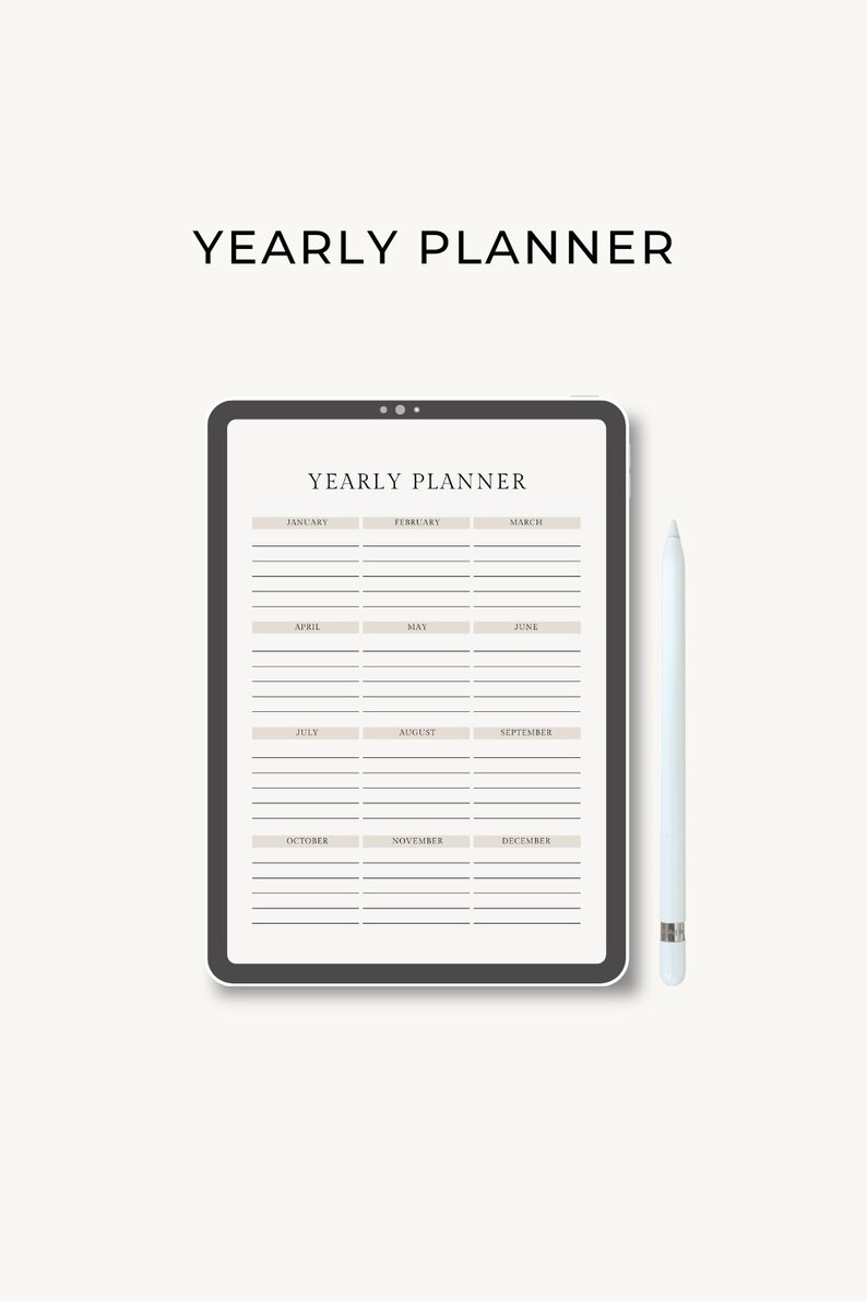 Minimalist Yearly Digital Planner Tracker Printable | Digital Download ...