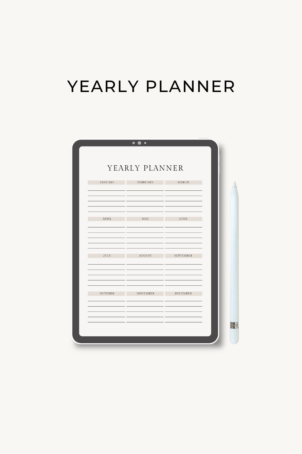 Minimalist Yearly Digital Planner Tracker Printable | Digital Download ...
