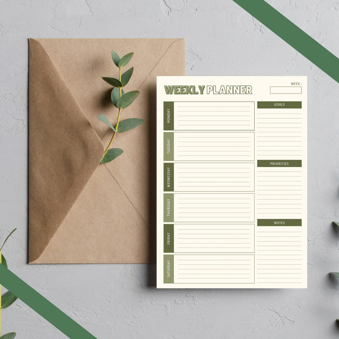 Weekly Planner Printable Landscape, Minimalist Weekly Schedule, Week at ...