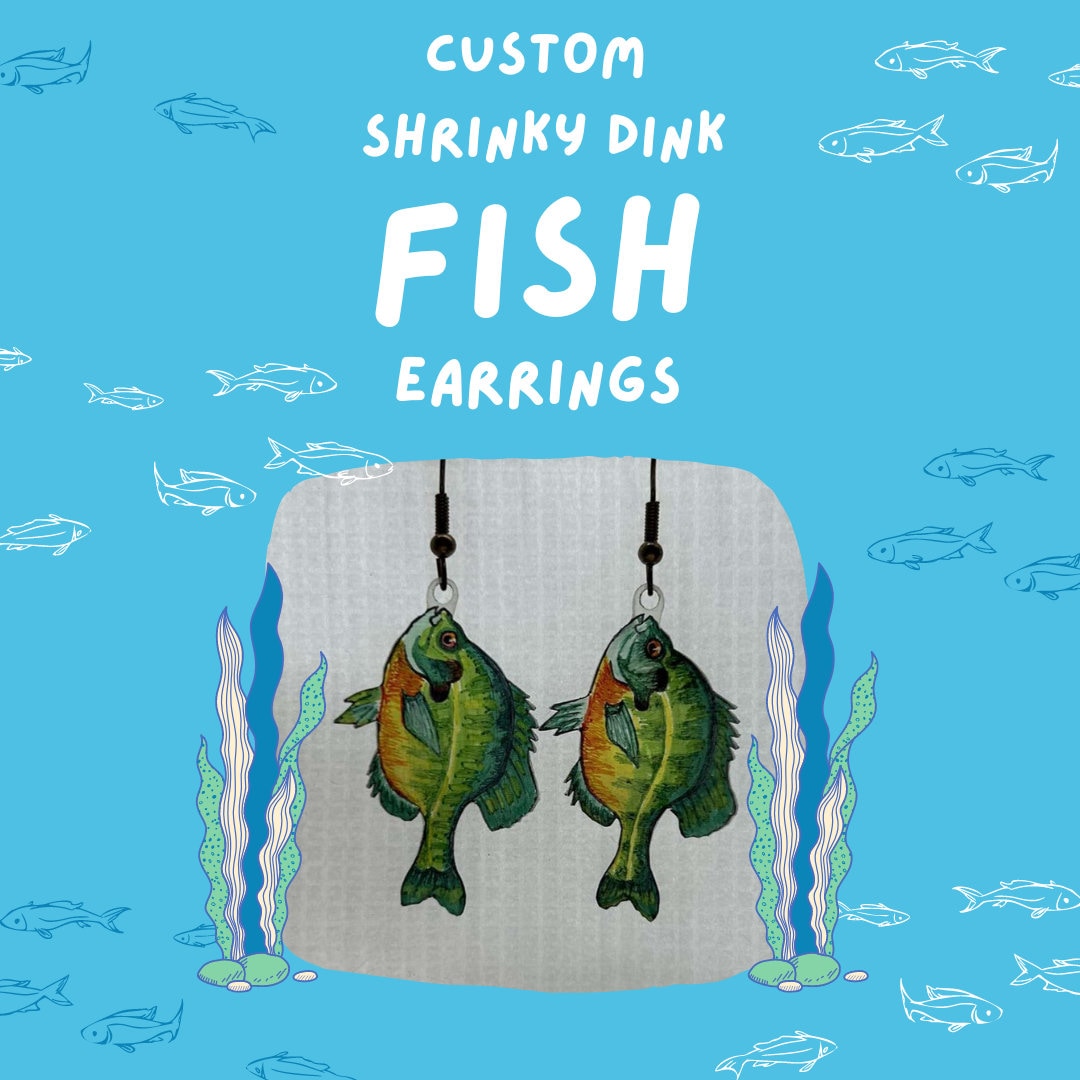 Custom Hand Drawn Fish Shrinky Dink Earrings - Etsy