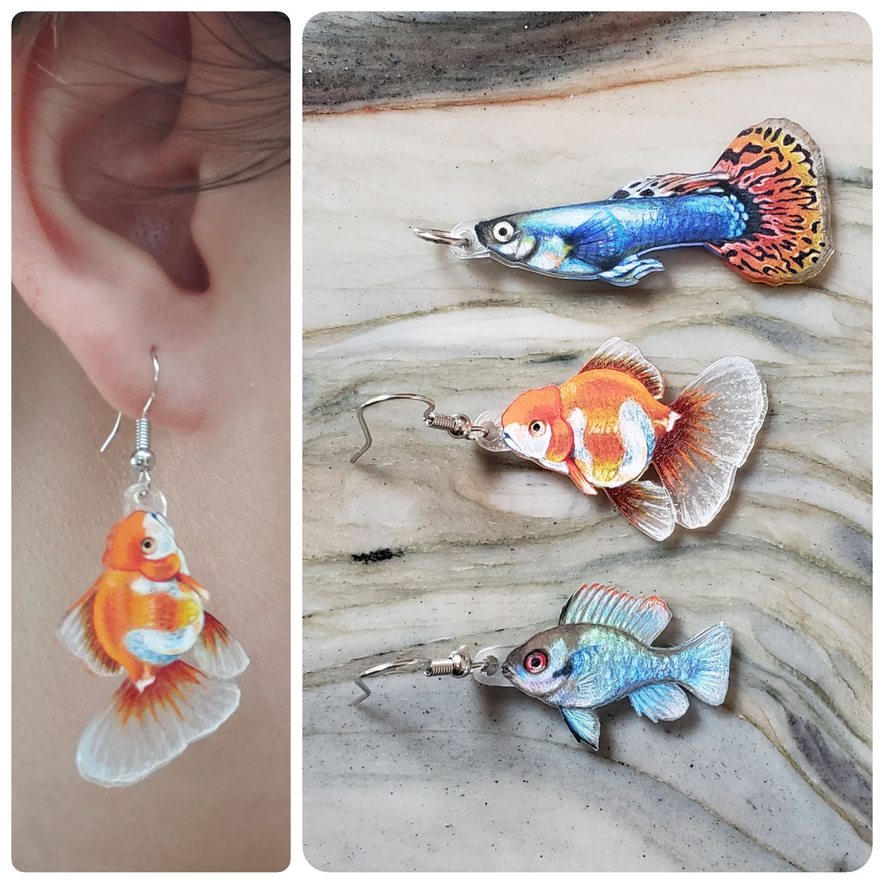 Custom Hand Drawn Fish Shrinky Dink Earrings - Etsy